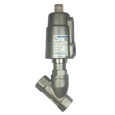 1/2 Angle seat piston globe valve 316 stainless 16 Bar PTFE seals 200C ...