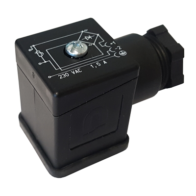 DIN Connector Form A Bridge Rectifier Red LED VDR PG9 IP65